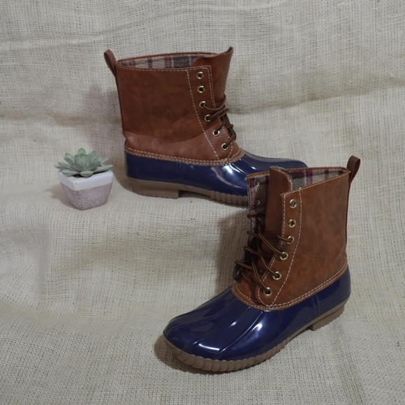 Yoki | Shoes | Yoki Rubber Toe Duck Rain Boots Brownblue | Poshmark